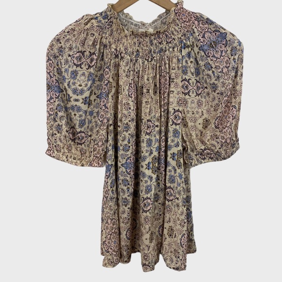 Roller Rabbit | Tops | Roller Rabbit Cream Pink Blue Floral Scroll ...